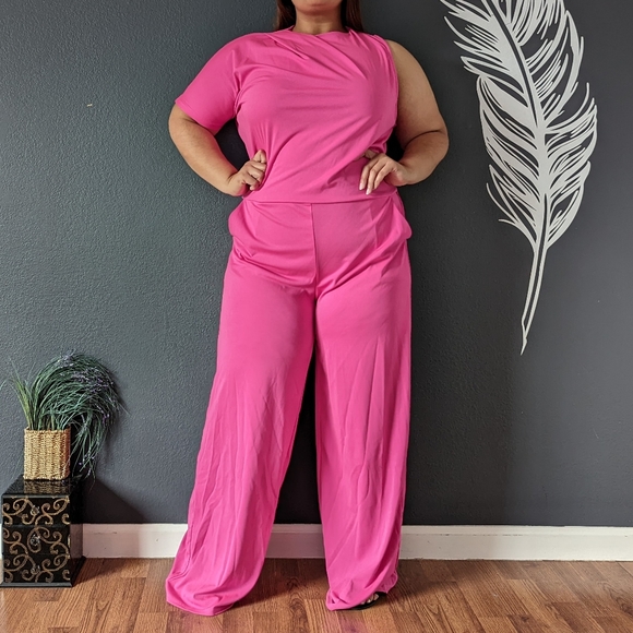 MISSLOOK | Pants & Jumpsuits | Miss Look Pink Jumpsuit | Poshmark